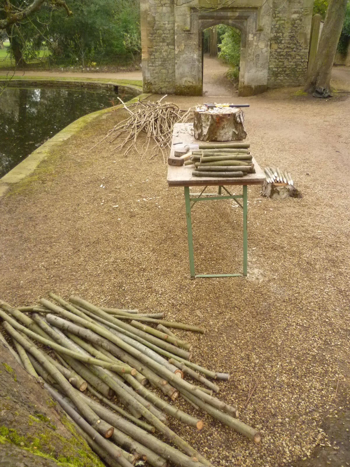 Worcester College Gardeners 2009-2018: Hazel Binders And Chestnut Stakes
