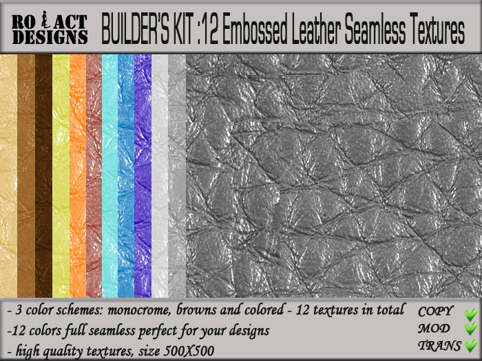Ro!Act Designs: ..::RO!ACT::..DESIGNS 12 Embossed Seamless Leather Textures