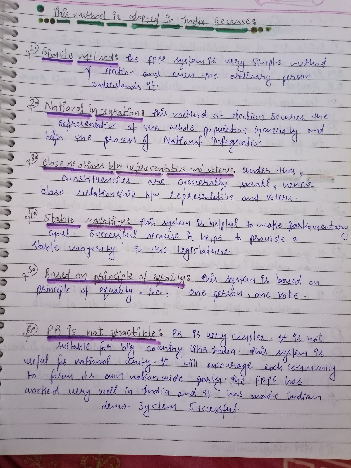 Handwritten Notes of Election and Representation - Political Science ...