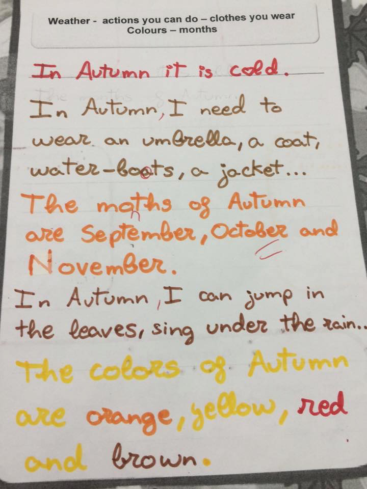 OUR ENGLISH CLASS: Writing about Autumn