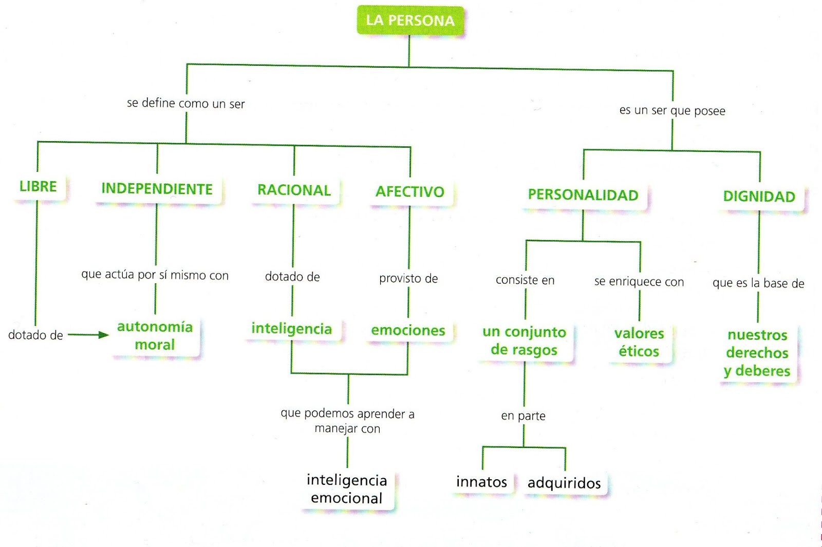 VALORES ÉTICOS - IES "PINAR DE LA RUBIA": CONCEPTO DE PERSONA: ESQUEMA