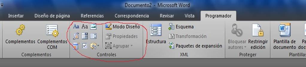 JV technology: Utilizar Controles en un Documento Word 2010