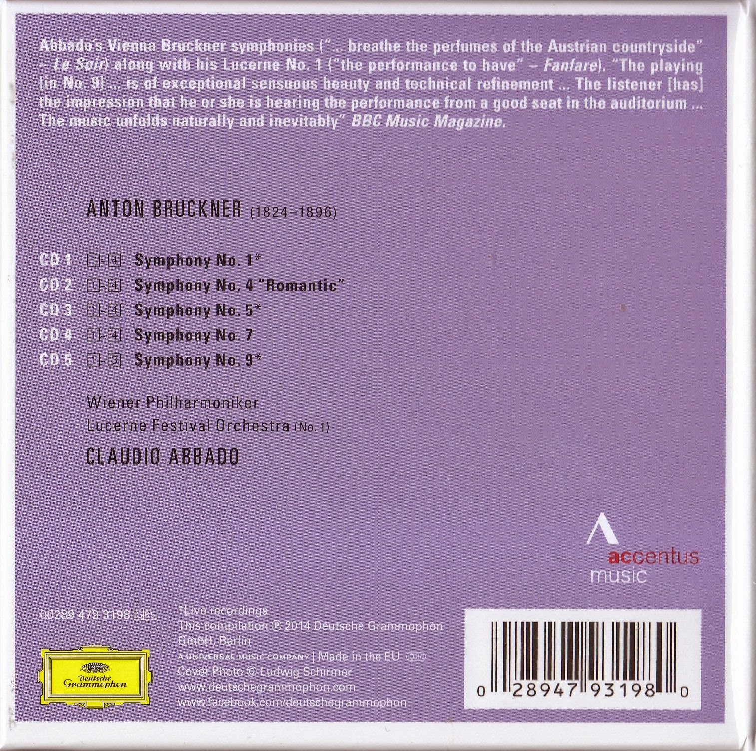 Sentidos: Bruckner. Sinfonías nº 1, nº 4, nº 5, nº 7 y nº 9. Abbado ...