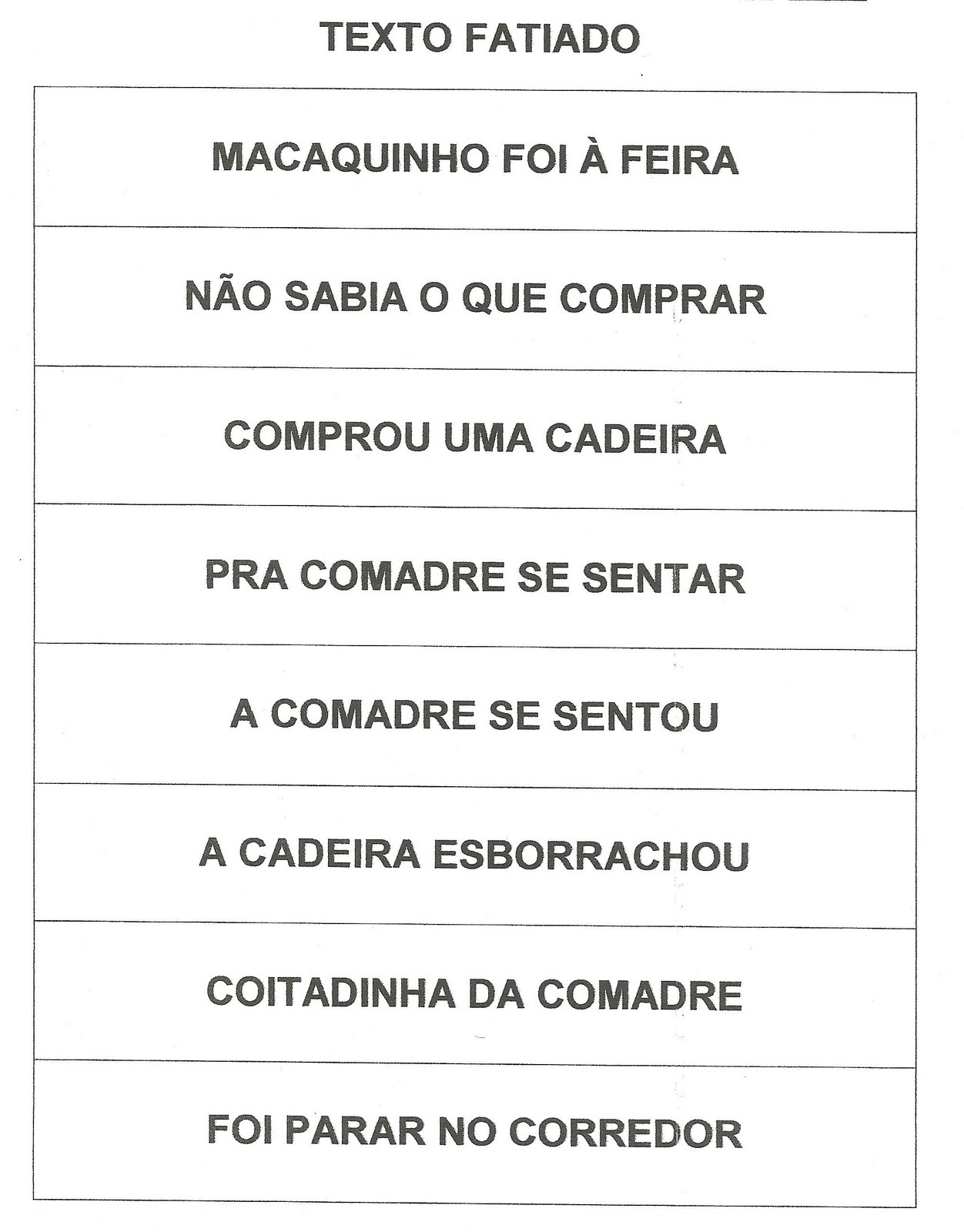 Textos Fatiados Para Imprimir - ZULEDU