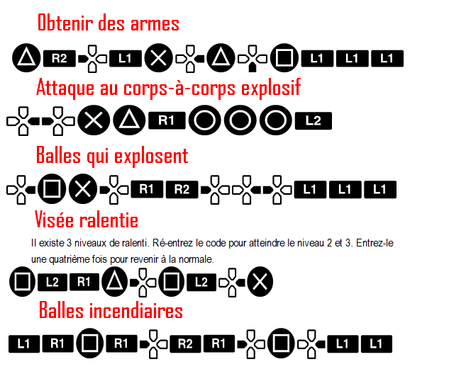 Code gta V PS3: Codes Armes