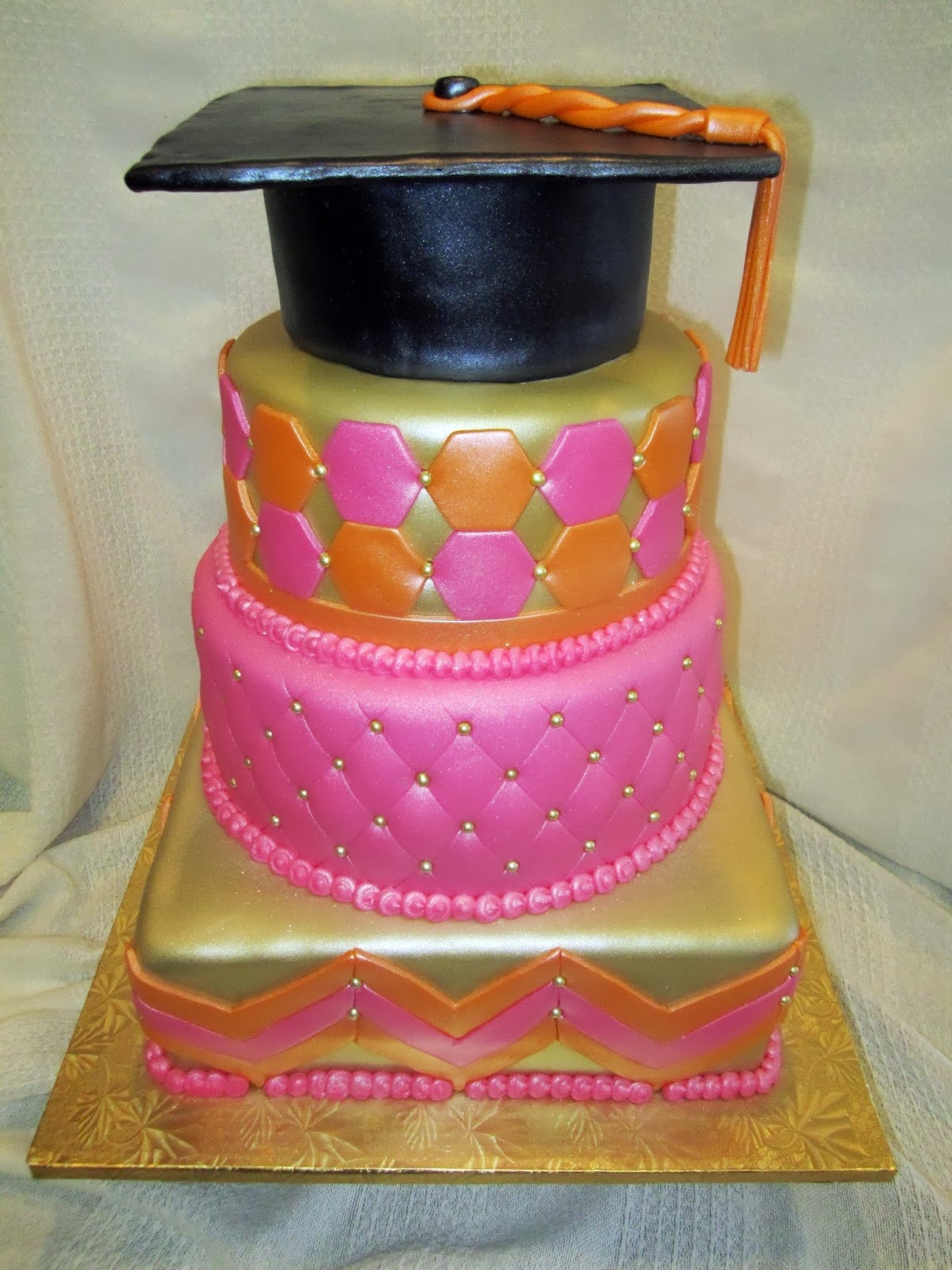 MyMoniCakes: Orange & Pink Chevron Graduation Cake