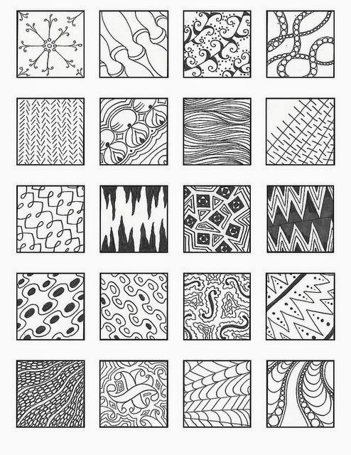 Zentangle, rustgevend tekenen: Zentangle, voorbeelden patronen 4