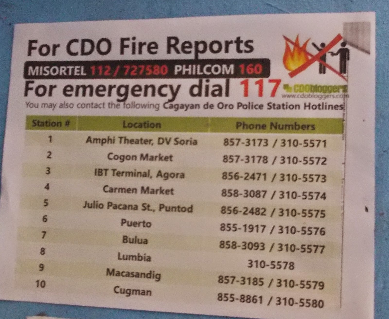 Cagayan de Oro Snapshots: Emergency hotlines