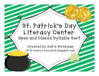 Savvy in Second: St. Patrick's Day Literacy Centers