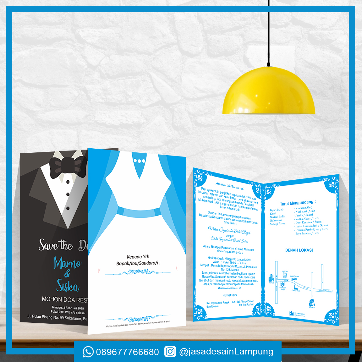 Undangan Model Jas dan Gaun pernikahan Lipat 2 Unik, Simpel, Minimalis ...
