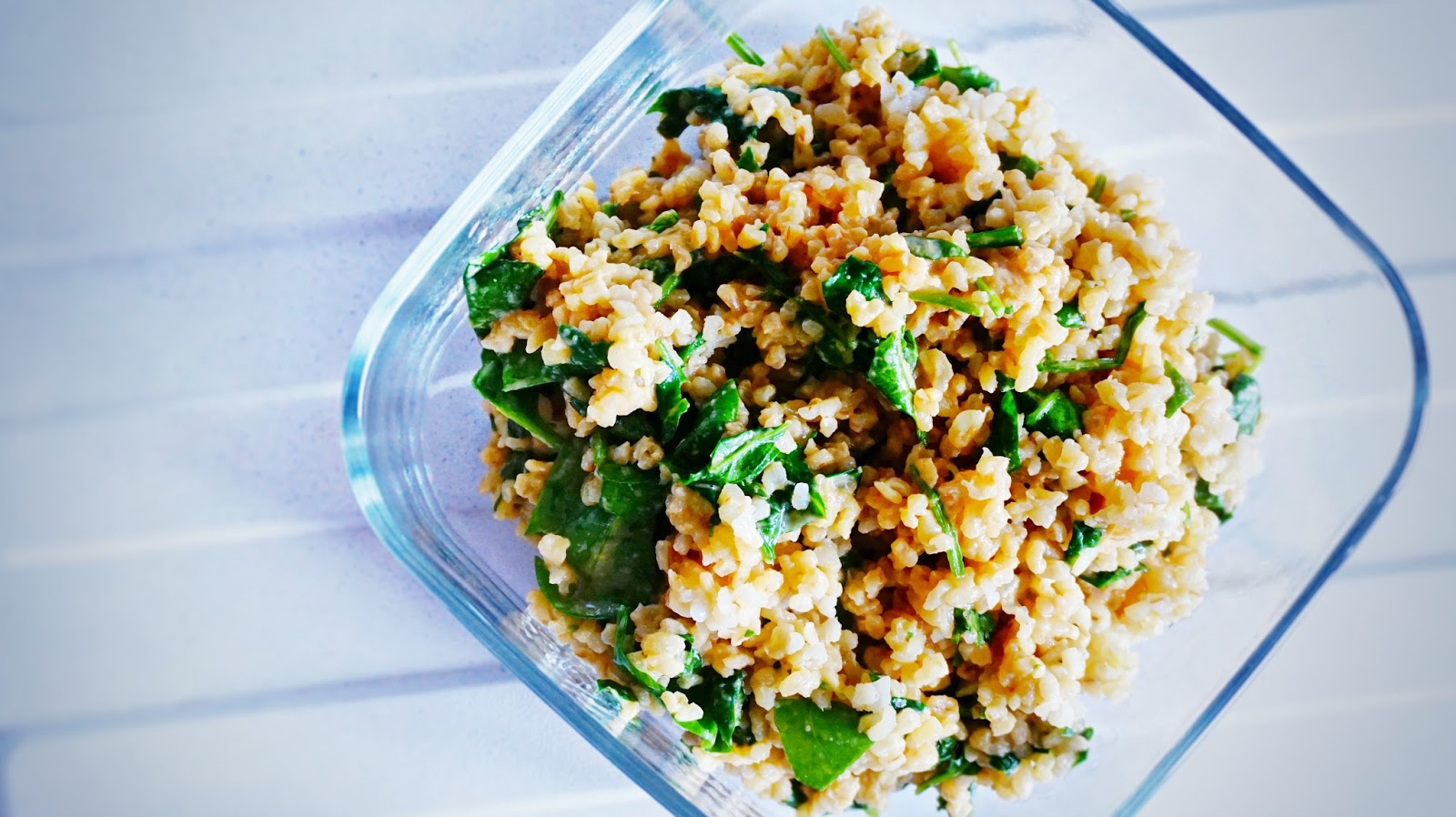 SESAME SPINACH BULGUR | Pure Power Panda