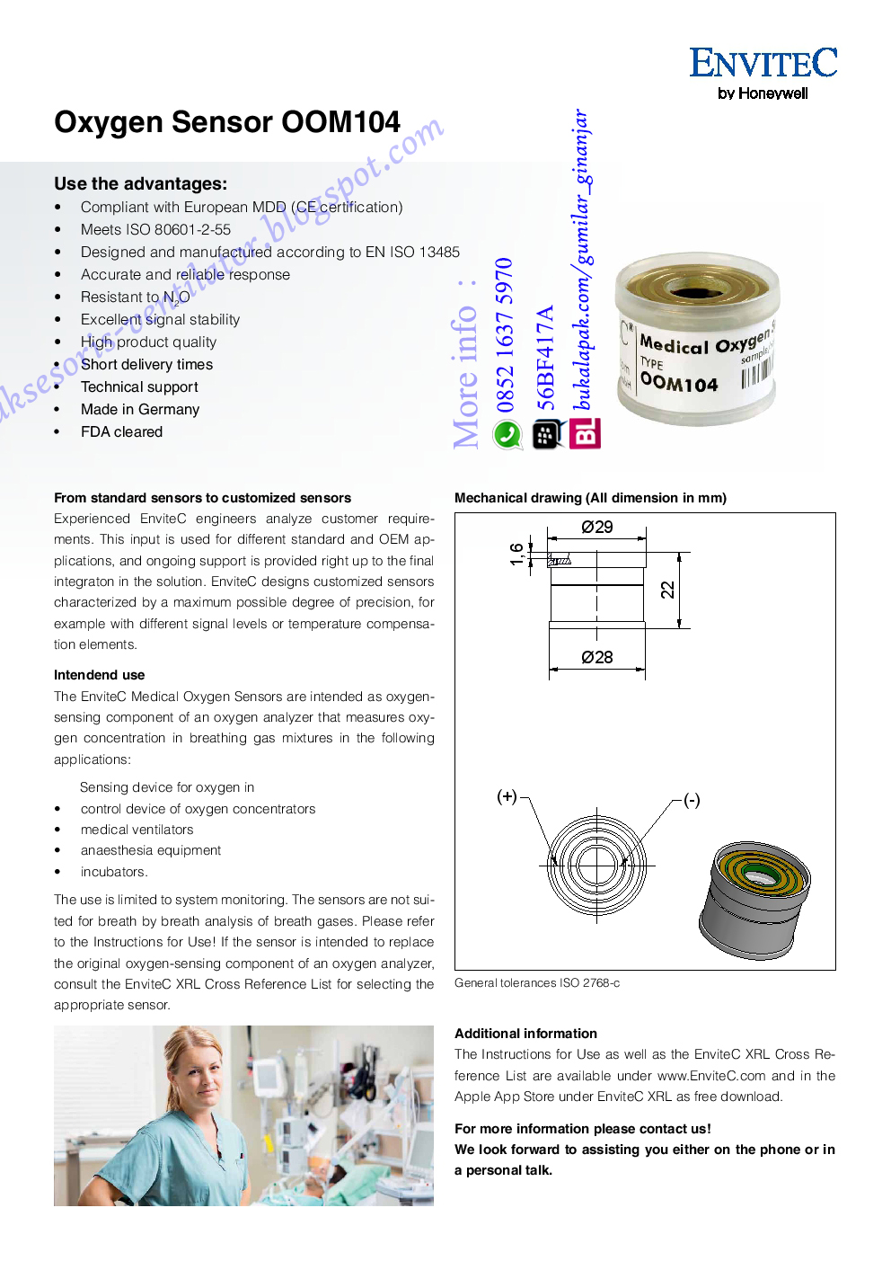 OOM 104 OXYGEN SENSOR VENTILATOR - Aksesoris Ventilator dan Anasthesi