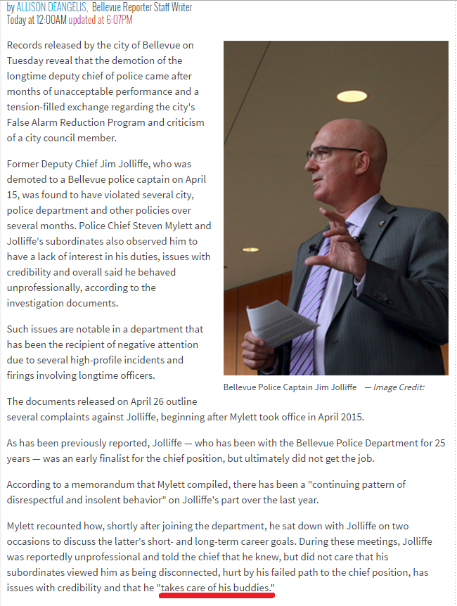 Bellevue, WA King County Police Misconduct: DEP. CHIEF Jim Jolliffe ...