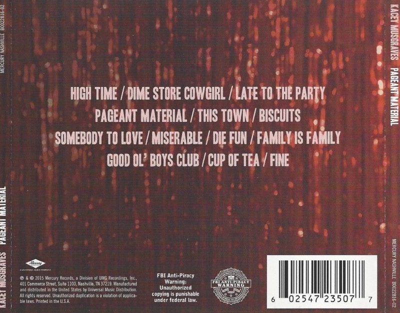 Encarte: Kacey Musgraves - Pageant Material - Encartes Pop