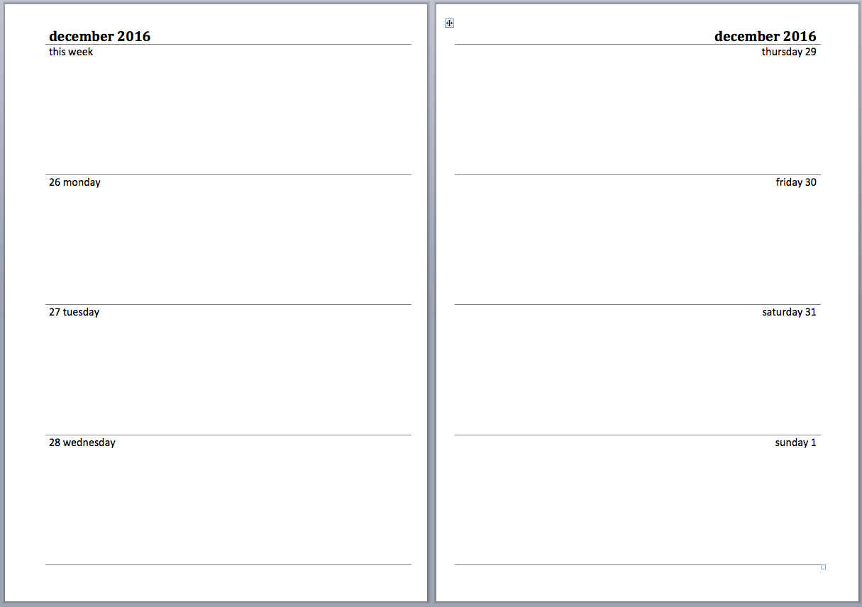 Philofaxy: Sunday Start Diary Inserts