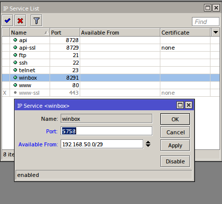 Mengubah port pada winbox dan login berdasarkan ip yang telah di ...