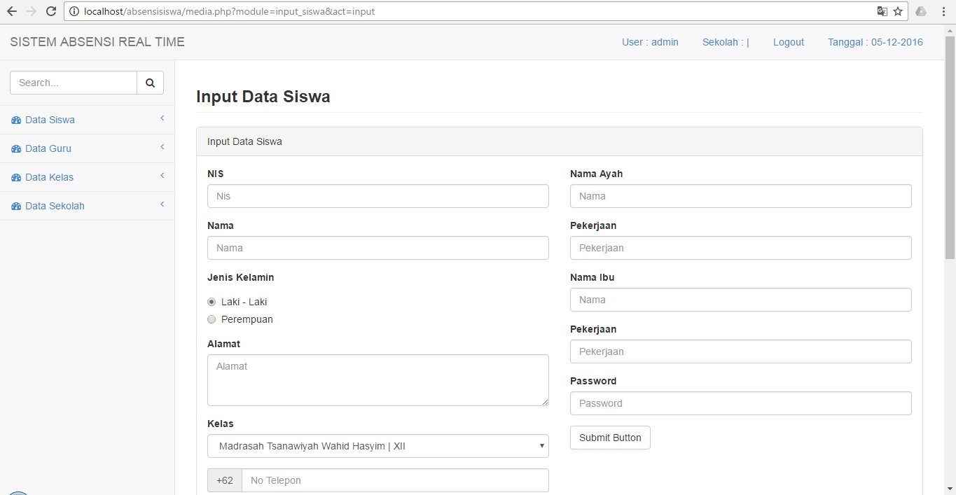 Download Absensi Siswa SMS Gatway dengan PHP dan Mysql - Tutorial Codding