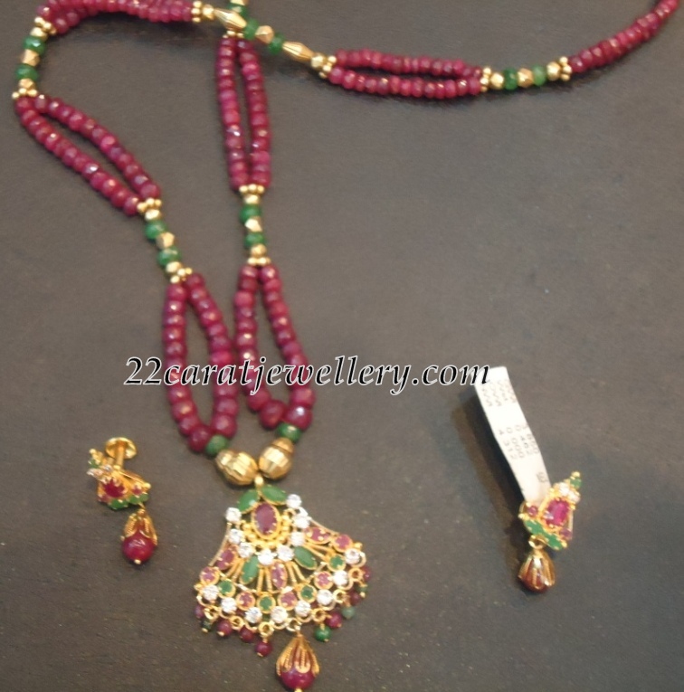 Ruby Long Chain with Gemstone Locket - Jewellery Designs