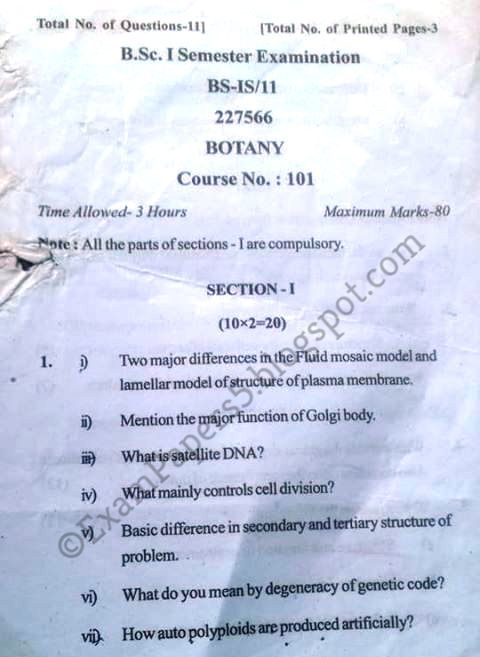 Botany B Sc Semester 1st Previous Year Old Question Paper Jammu botany-b-sc-semester-1st-previous-year-old-question-paper-jammu