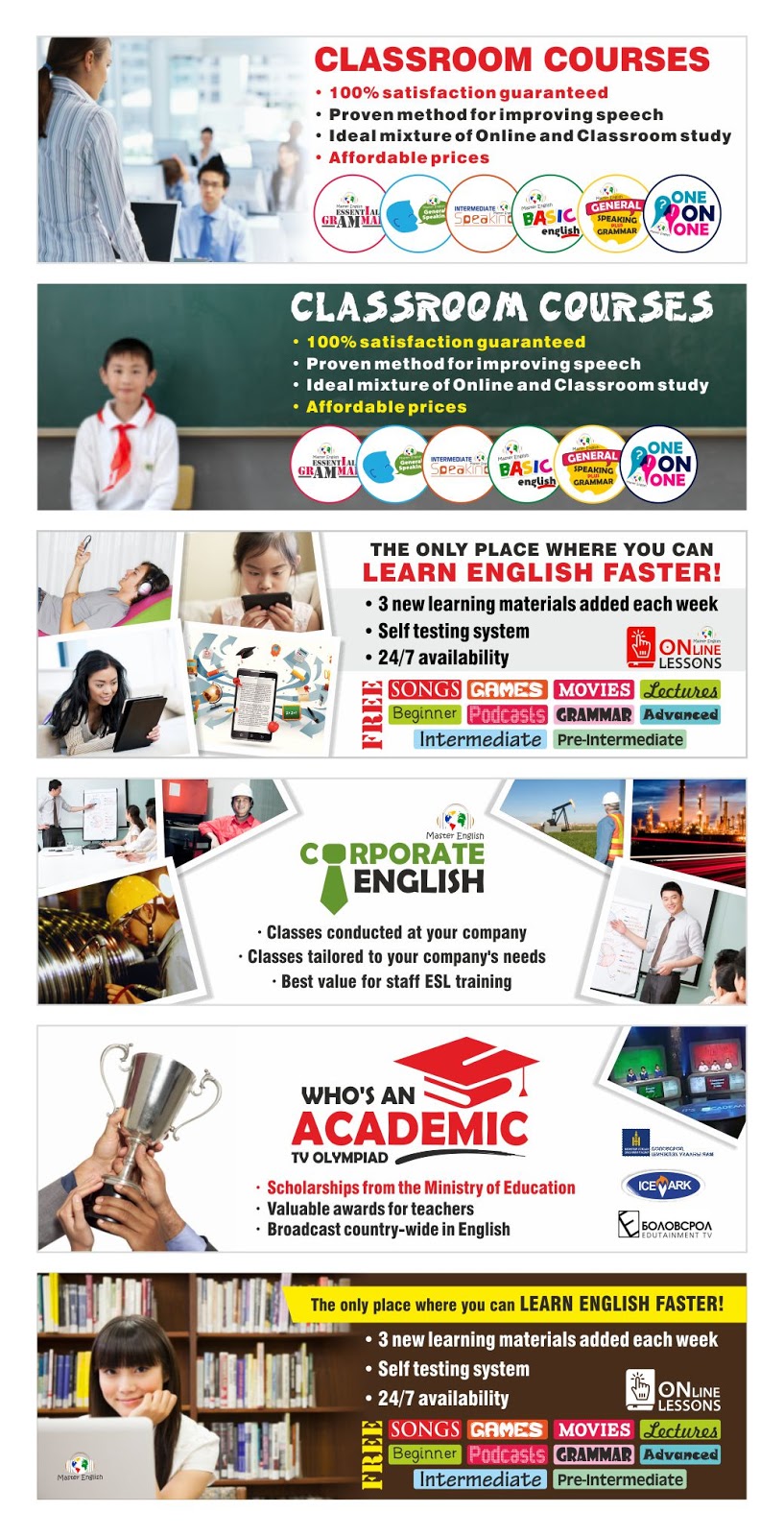 Freelance Graphic Designer: Master English Slideshow Designs/Banner