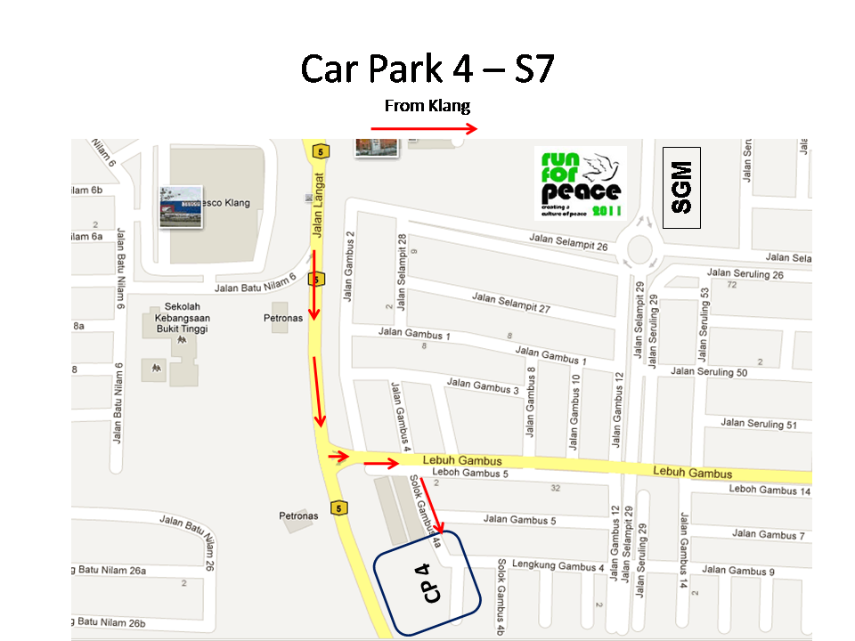 Parking Area and Route Map ~ SGM Run For Peace 2011