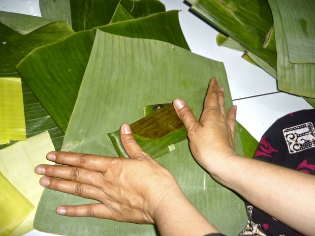The making of Burasak, a Bugis traditional food.