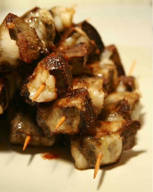 Plats marocains chez Asmae: "BOULFAF" : BROCHETTES DE FOIE DE MOUTON