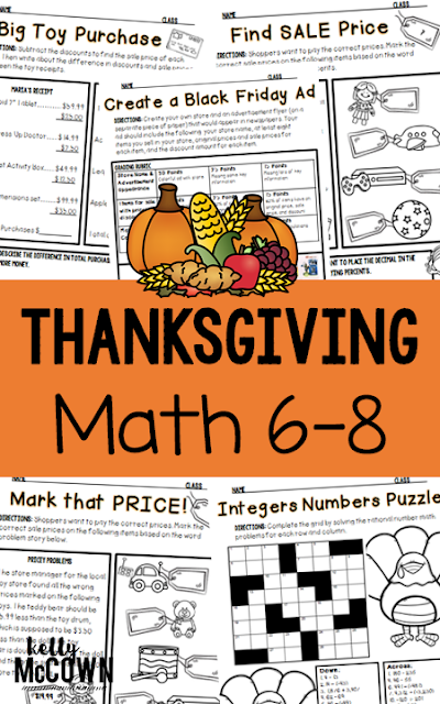 Kelly McCown: Middle School Black Friday & Thanksgiving Math