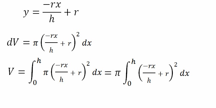 The math problem of the day: Deriving the Volume of a Cone with Integration