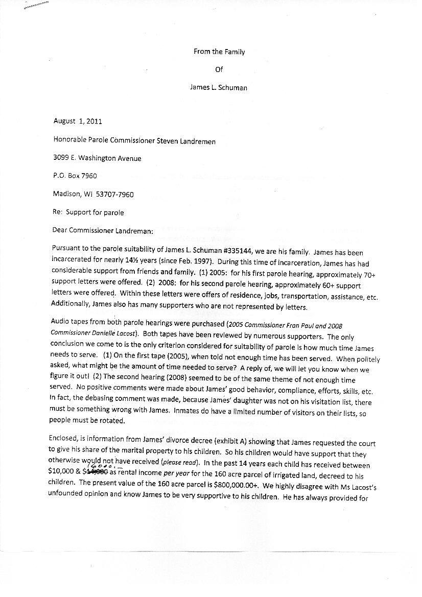 waiting for parole: James Schuman