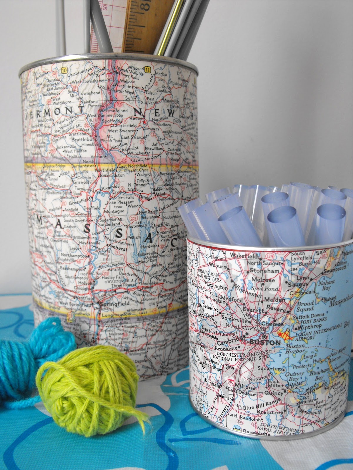 Ruby Murrays Musings: Ways with Vintage Maps - Recycled storage