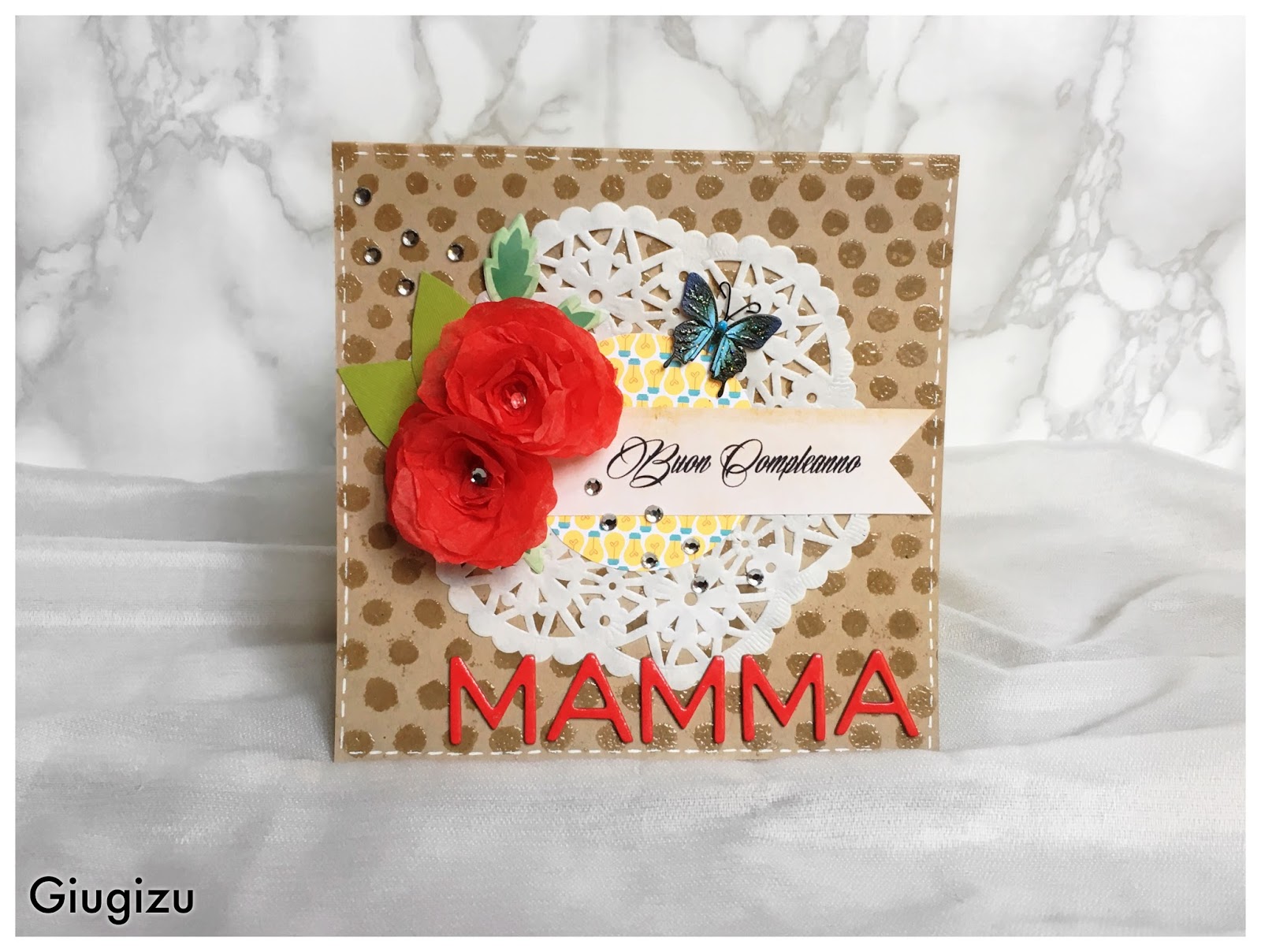 Biglietto di Compleanno fatto a mano con fiori in carta velina - Tissue ...