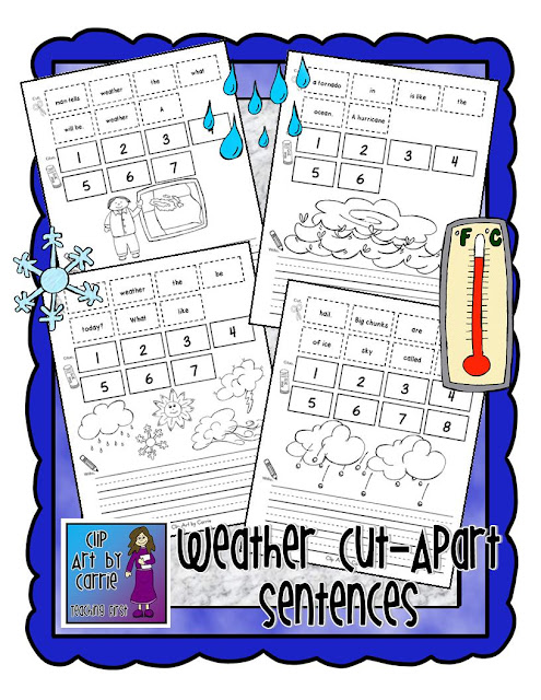 Clip Art by Carrie Teaching First: Weather Cut Apart Sentences