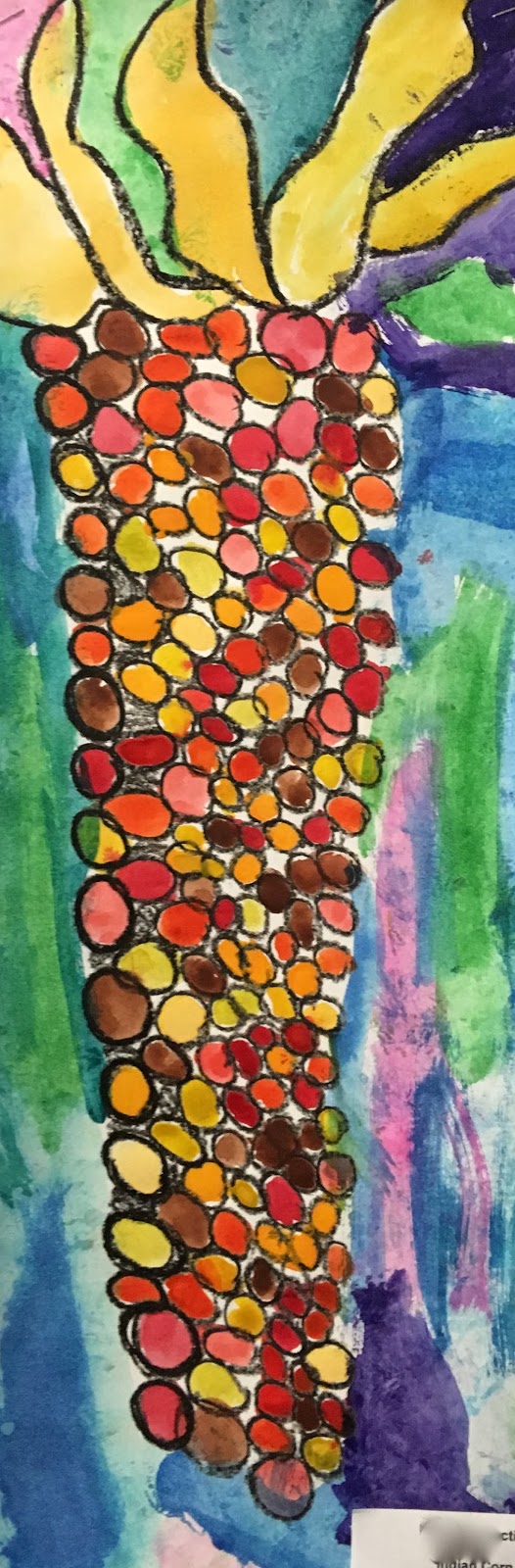 Art Room Blog: 4th Grade Indian Corn in Warm Colors...