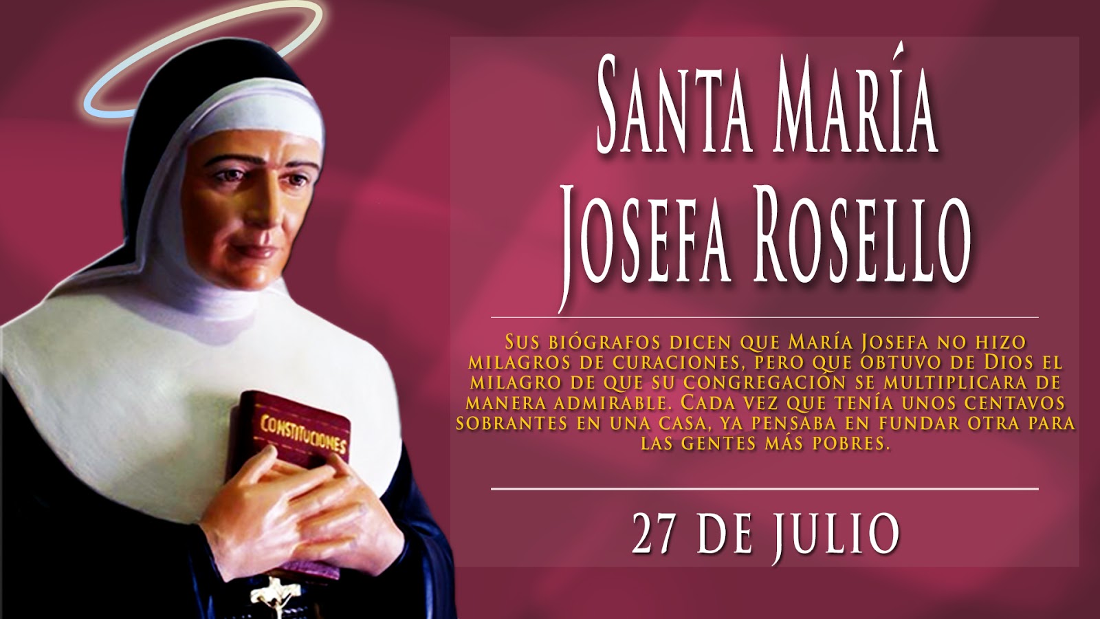 Modelos De Fe: SANTA MARIA JOSEFA ROSELLO-27 DE JULIO