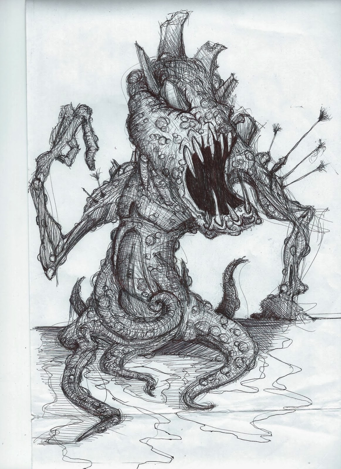 The Sketchbook: Black Pen Monster, Ballpoint on Paper