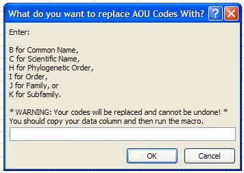 Field Notes & Data Tips: Replacing AOU Bird Species Codes with Common ...
