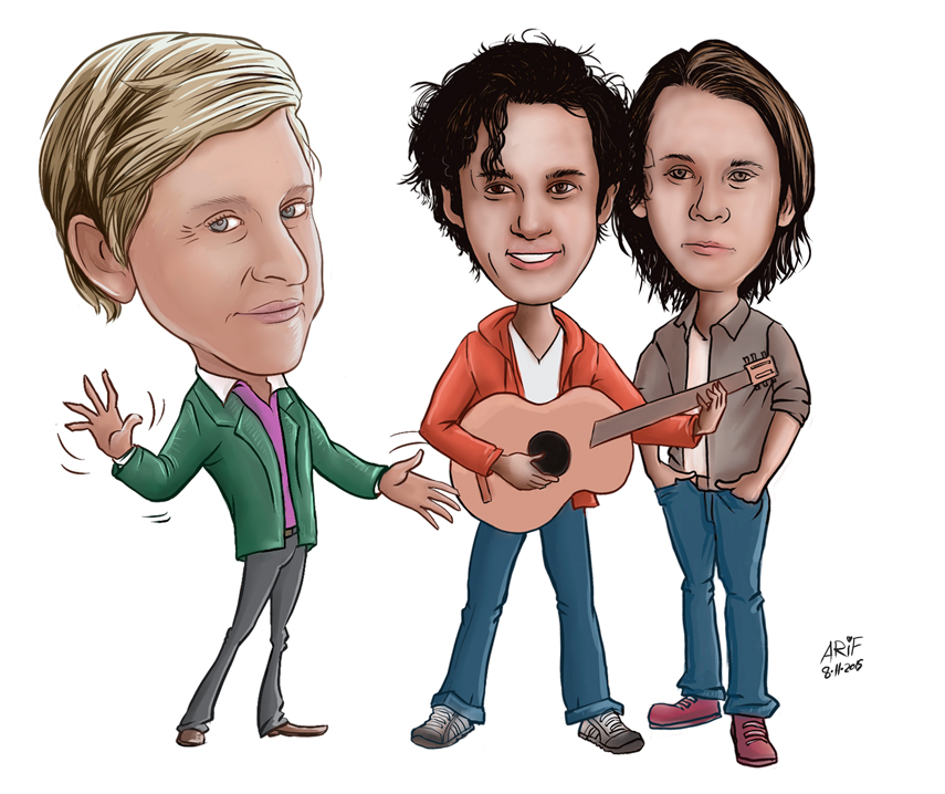 Caricature of Elle and Ylvis Brothers - Cartoonist ARiF