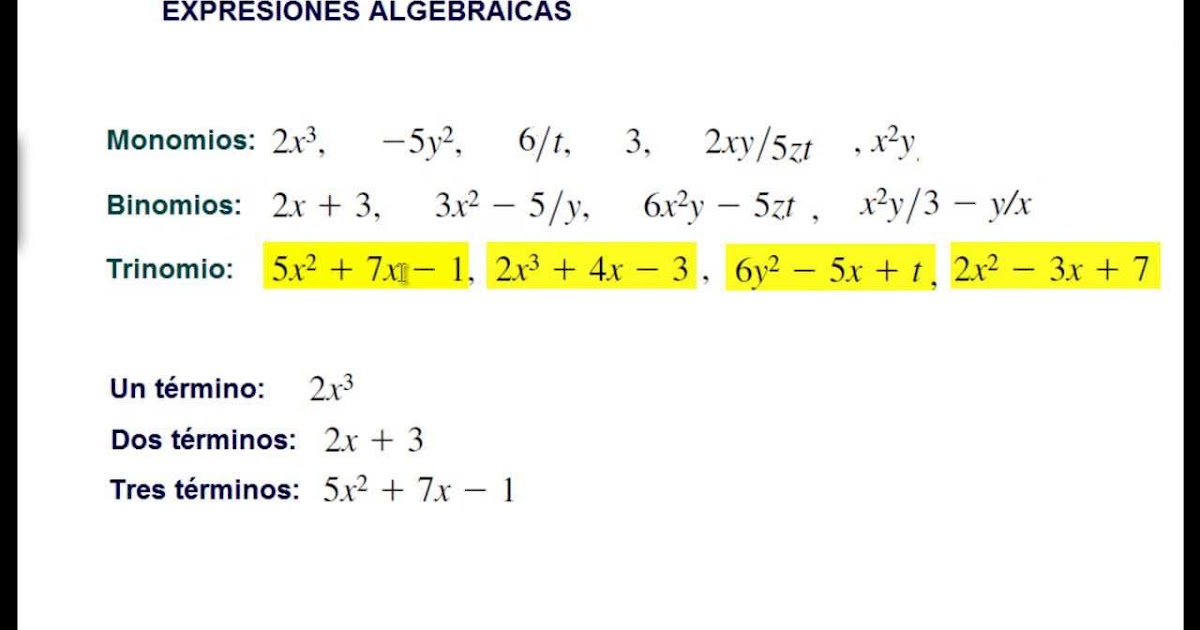 Playing With Mathematics: Expresiones Algebraicas( Monomio, Binomio ...