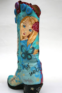 hrushton art: Boot art to help Stomp out Breast Cancer
