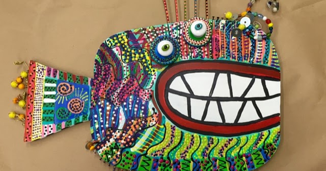 Art Sub Lessons: Funky Fish Idea for an Art Sub Plan