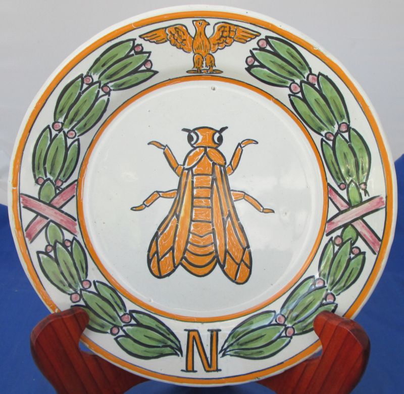 2nd Period Porquier Plate "Napoleon Symbol", Circa 1915 - SOLD