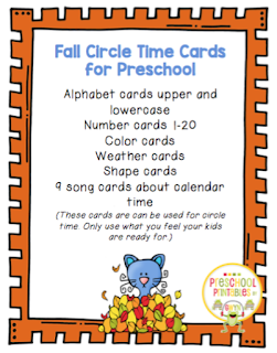 Fall Circle Time Cards for Preschool ~ Preschool Printables