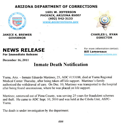 Survivors of Prison Violence - Arizona: ASPC-Yuma Deaths in Custody ...