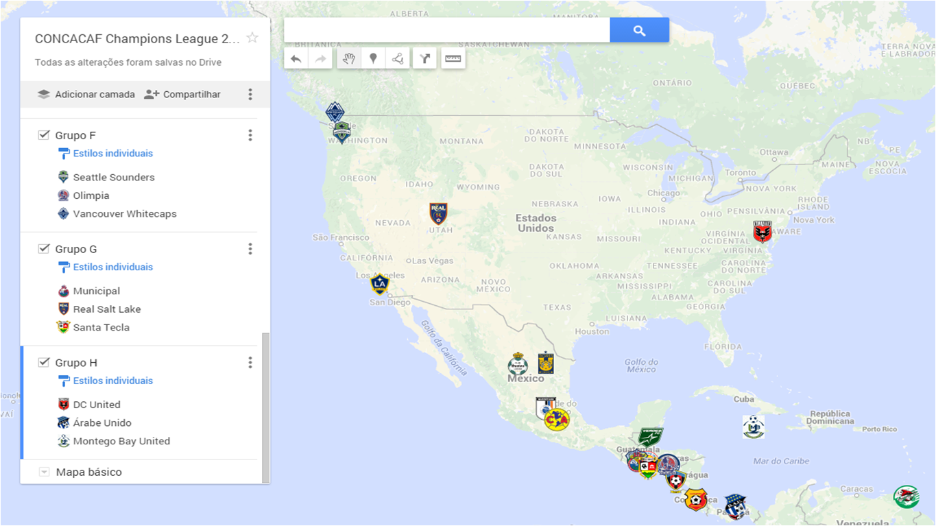 Esporte, Mapas e Excel: Mapa Interativo: CONCACAF Champions League 2015 ...