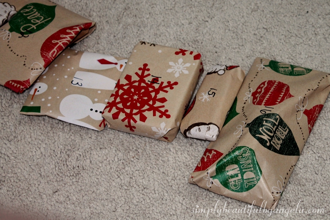 Christmas Ribbon Advent Calendar Using Dollar Store Items