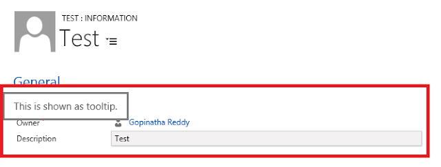 Dynamics 365 Customer Engagement: Tooltips in MS CRM 2013