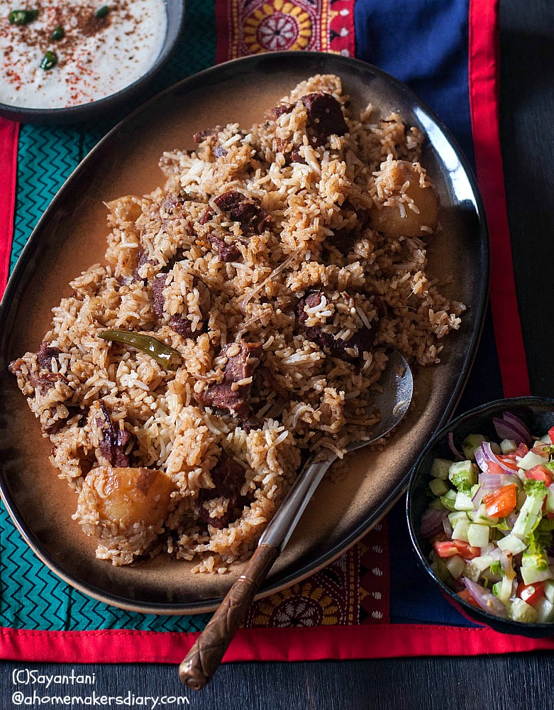 Bangladeshi Mutton Tehari (Spicy aromatic rice and goat meat medley ...