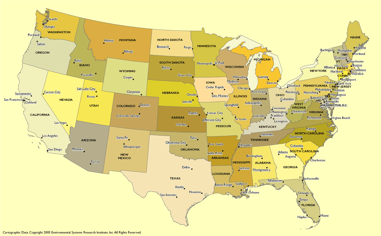 50 States Of Usa Map Divided In Regions - Map