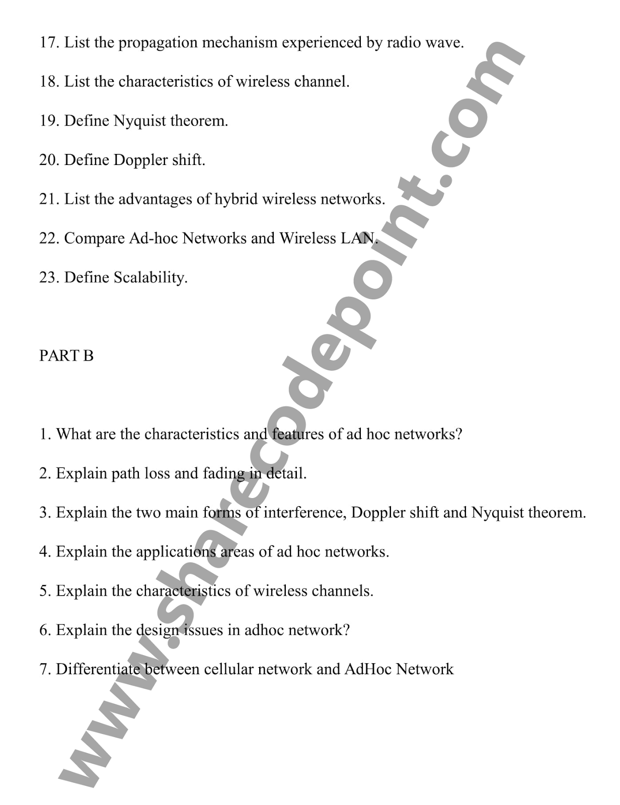 Ece331 Adhoc And Sensor Networks Important Questions Of Unit 1 For Mte And Ete Exam Ece 331